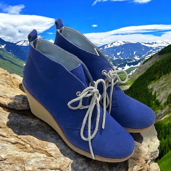 Sperry | Shoes | Sperry Blue And Brown Wedge Shoes With Suede Upper 75 ...